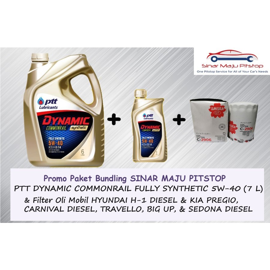 Jual Paket Bundling Oli 7 Liter PTT DYNAMIC COMMONRAIL 5W-40 Original & Filter HYUNDAI H-1 ...