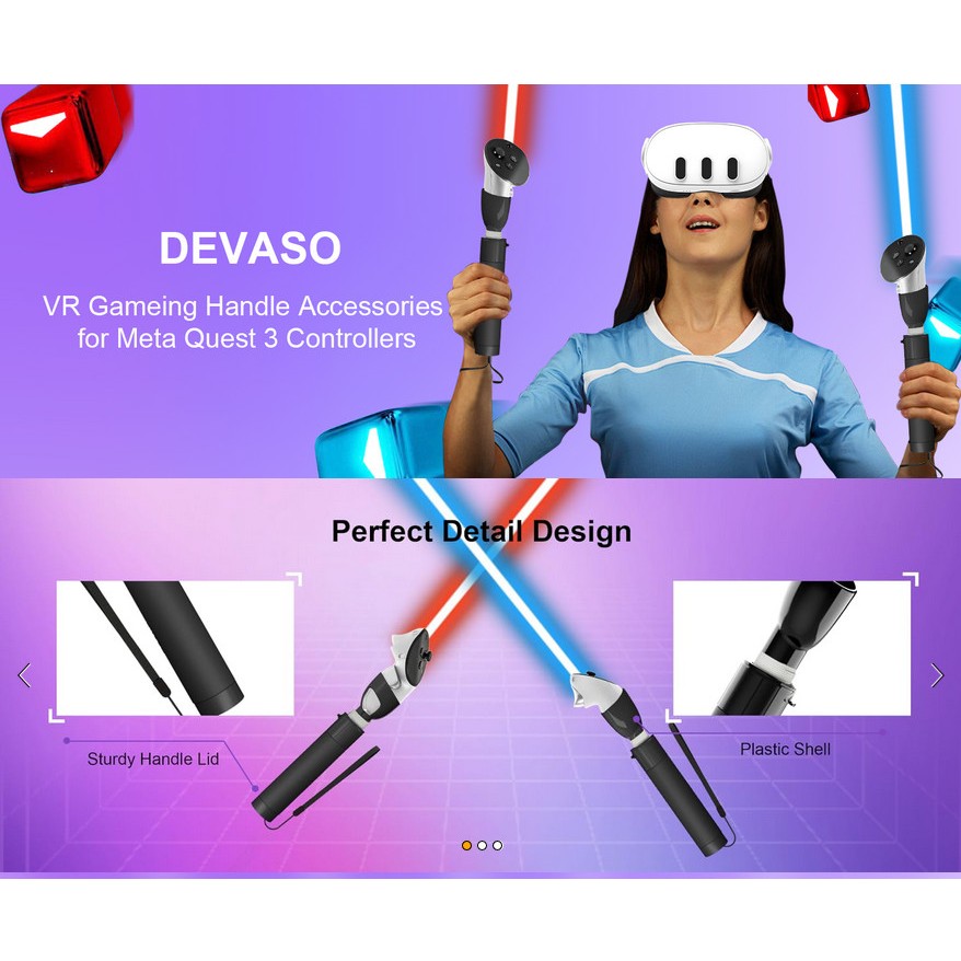 Jual Stick Meta Quest 3 Devaso Handle Extension Grip Stick Set for Meta ...