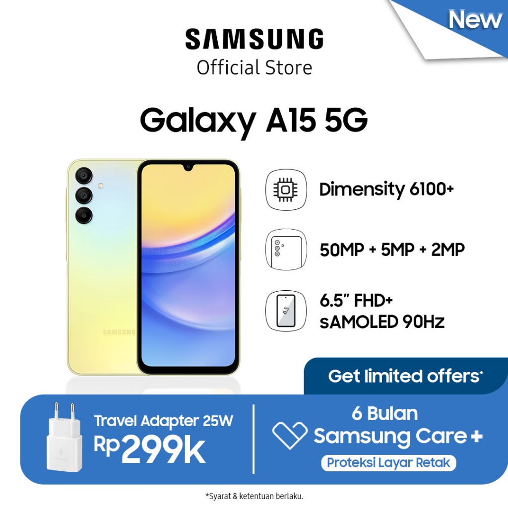 Jual Samsung Galaxy A15 5G 8/256GB - Yellow | Shopee Indonesia