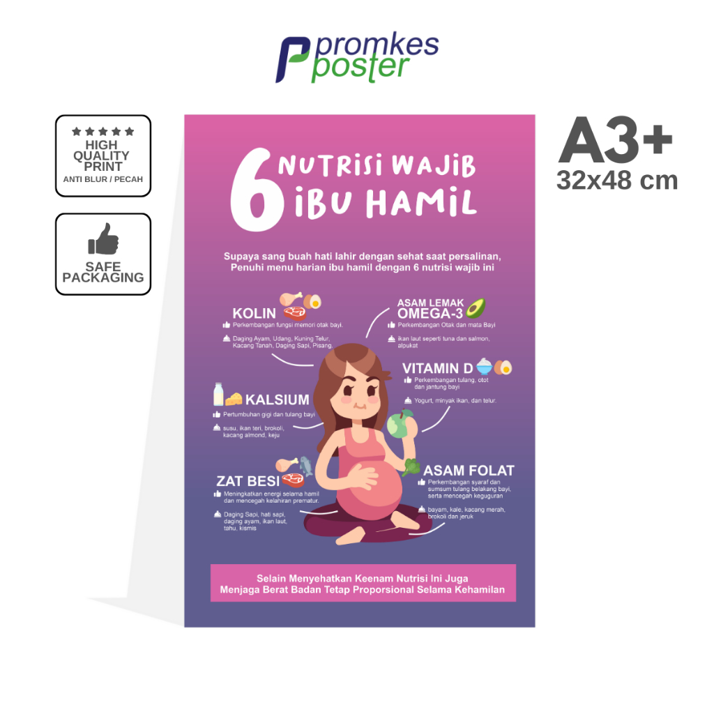 Jual Poster Kesehatan 6 Nutrisi Wajib Ibu Hamil | Shopee Indonesia