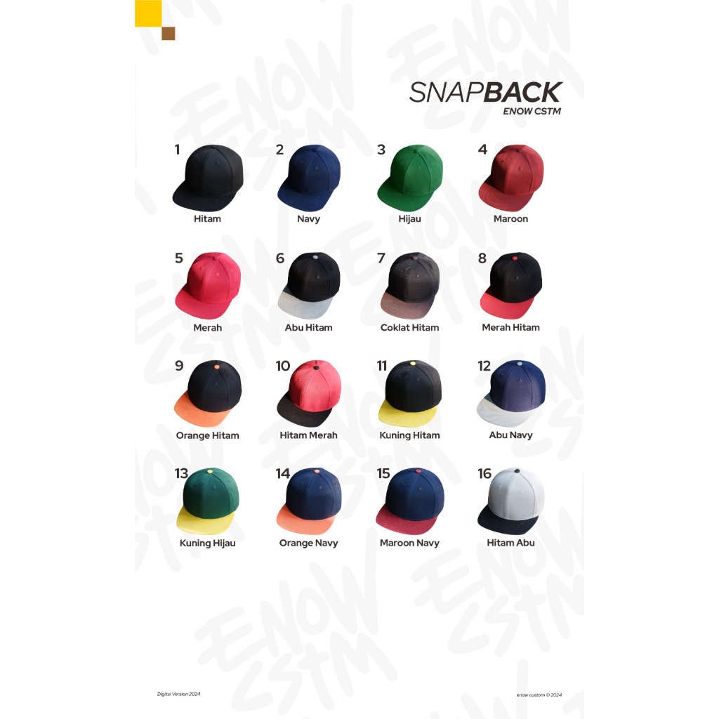 Jual Enow - Topi Custom Bordir Satuan Premium Caps - Free Desain, Box ...