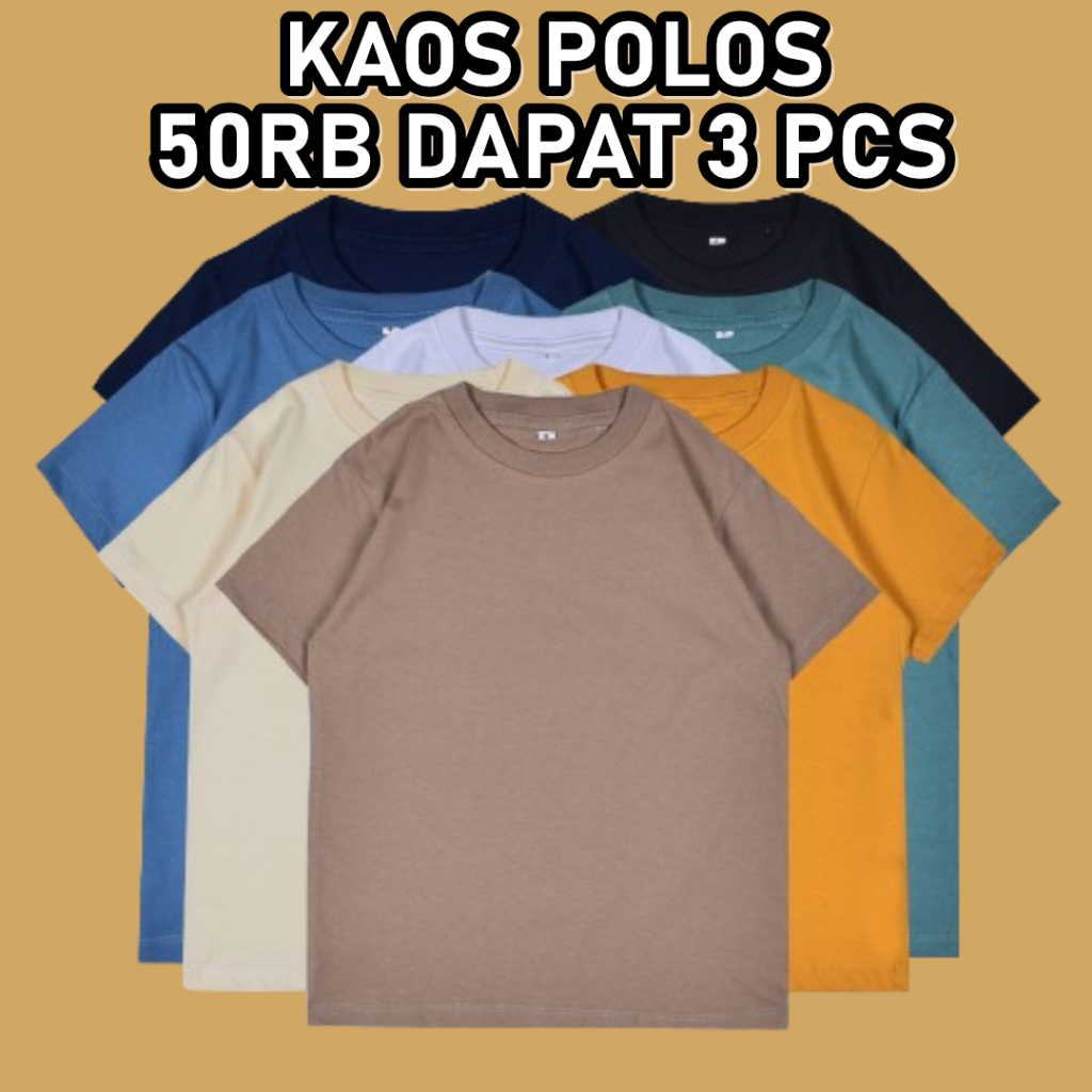 Jual PAKET 3 KAOS POLOS TERMURAH/KAOS POLOS/BAJU POLOS/KAOS POLOS ...