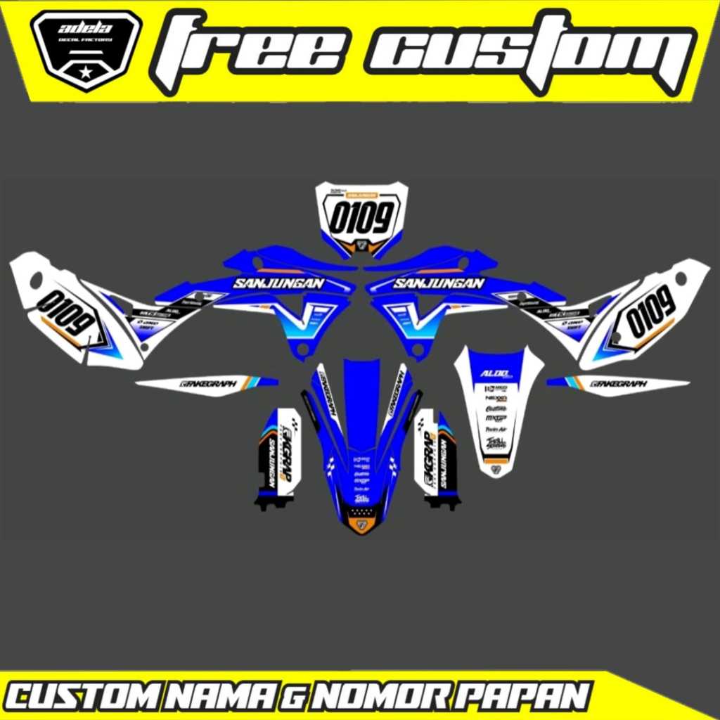 Jual DECAL KLX GORDON FULL BODY PUTIH-BIRU BISA CUSTOM | Shopee Indonesia