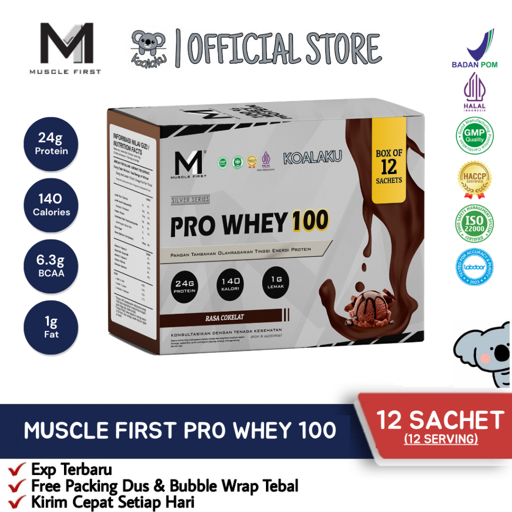 Jual Muscle First Pro Whey 100 1 box isi 12 sachet Susu Whey Protein ...