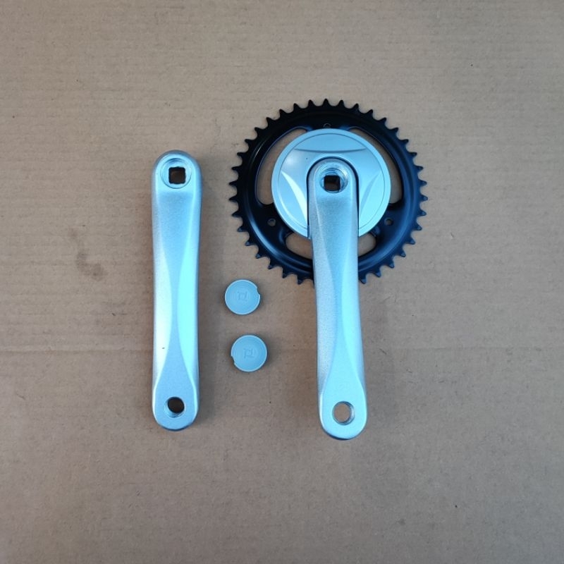 Jual Chainwheel Crankset Crank Single Speed 38T Silver Hitam Alloy Besi. Gir Tengah Piringan ...