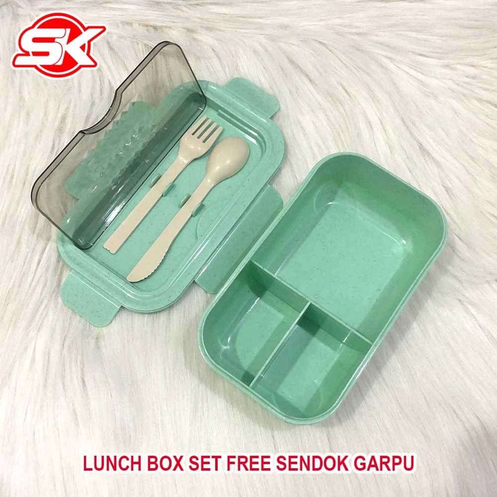 Jual Lunch Box Set Kotak Nasi Bento Bahan Jerami Gandum Kotak Bekal ...