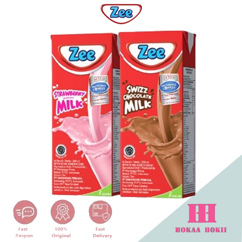 Jual Zee Susu UHT Strawberry Milk Shake - Swizz Chocolate Milk 200ml ...