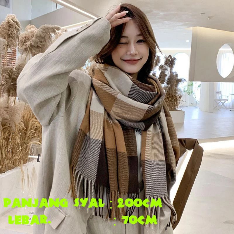 Jual NEW Syal Korea Scarf Wool Cashmere Immitation Fashion Winter ...