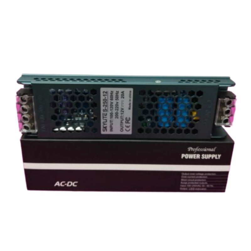 Jual Trafo Power Supply Slim AC DC 12V 20A S-250-12 SKYLITE | Shopee ...