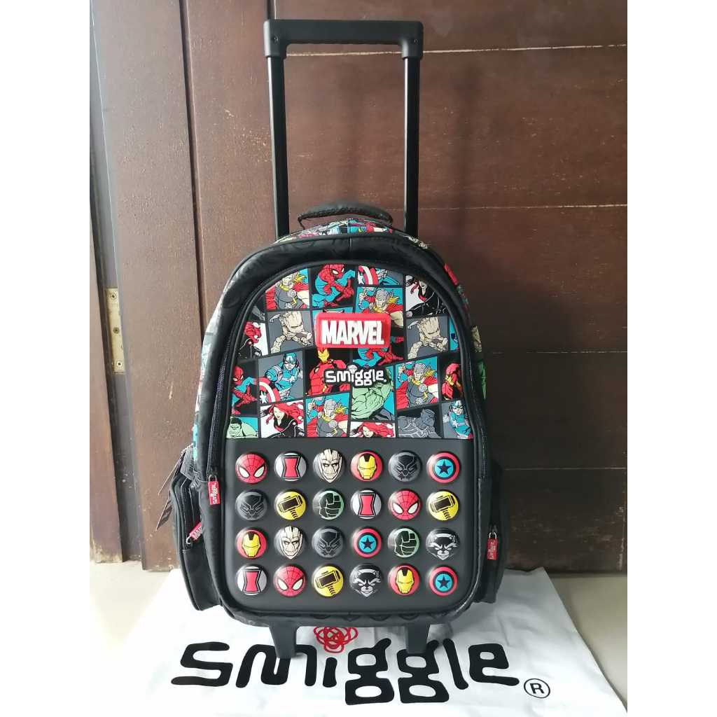 Jual Smiggle backpack trolley with light up wheels / trolley anak sd ...