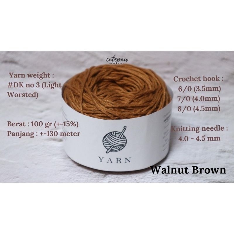 Jual [Big Ply] Walnut Brown coklat - Benang Rajut Soft Cotton ...
