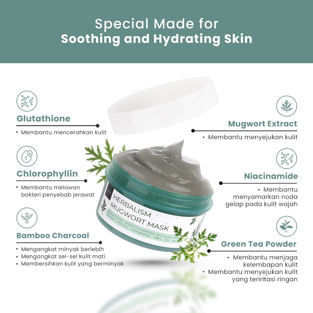 Jual SCARLETT Whitening Mask Series Herbalism Mugwort Gel Masker Wajah ...