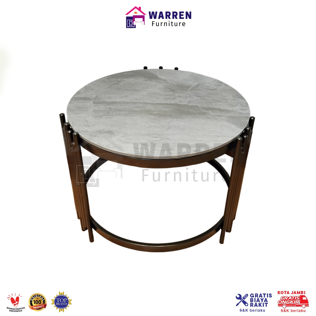 Jual Meja Tamu Marmer Putih Asli Bulat Marble Coffee Table Stainless ...