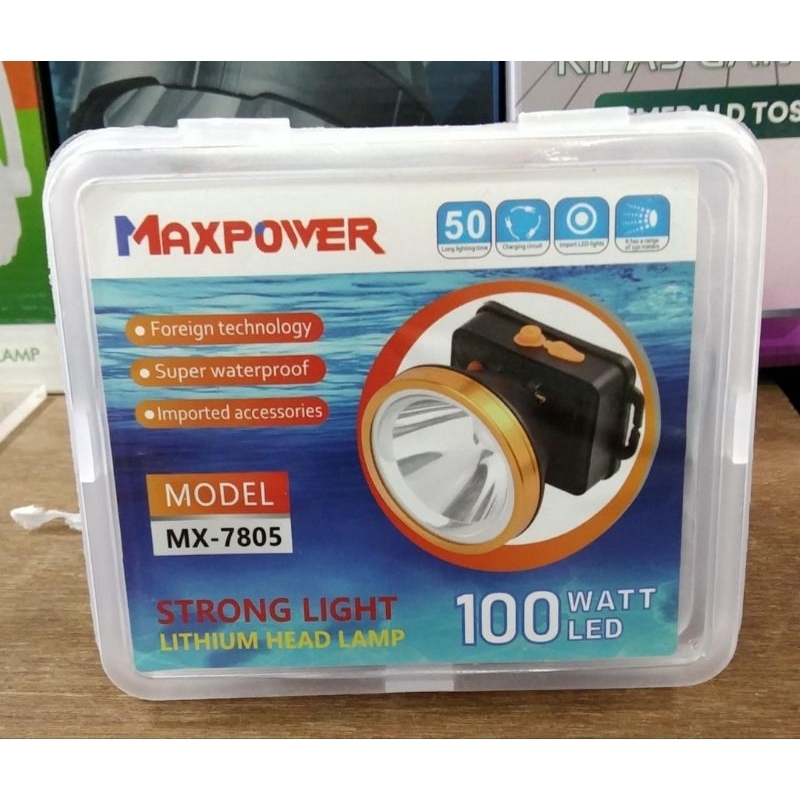 Jual Senter Kepala Super Terang 100 Watt Maxpower - Senter Led MXP-7805 100watt | Shopee Indonesia