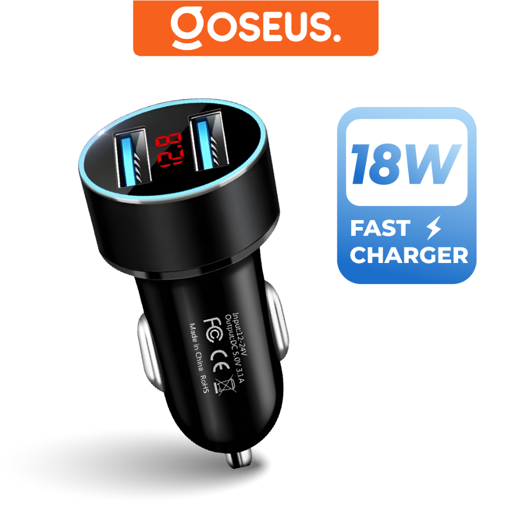 Jual Car Charger Colokan Charger Mobil 2 Ports 3.1A 12V-24V Output ...