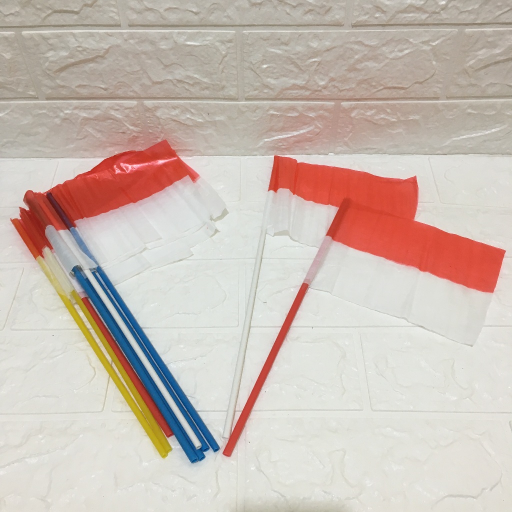 Jual Bendera Merah Putih + Stik | Stik Bendera Merah Putih isi 10 Pcs ...