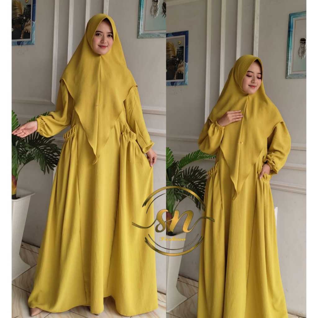 Jual Baju Gamis Zahira Satu Set Syar'i Jumbo Hijab Pet Terbaru Elegan ...
