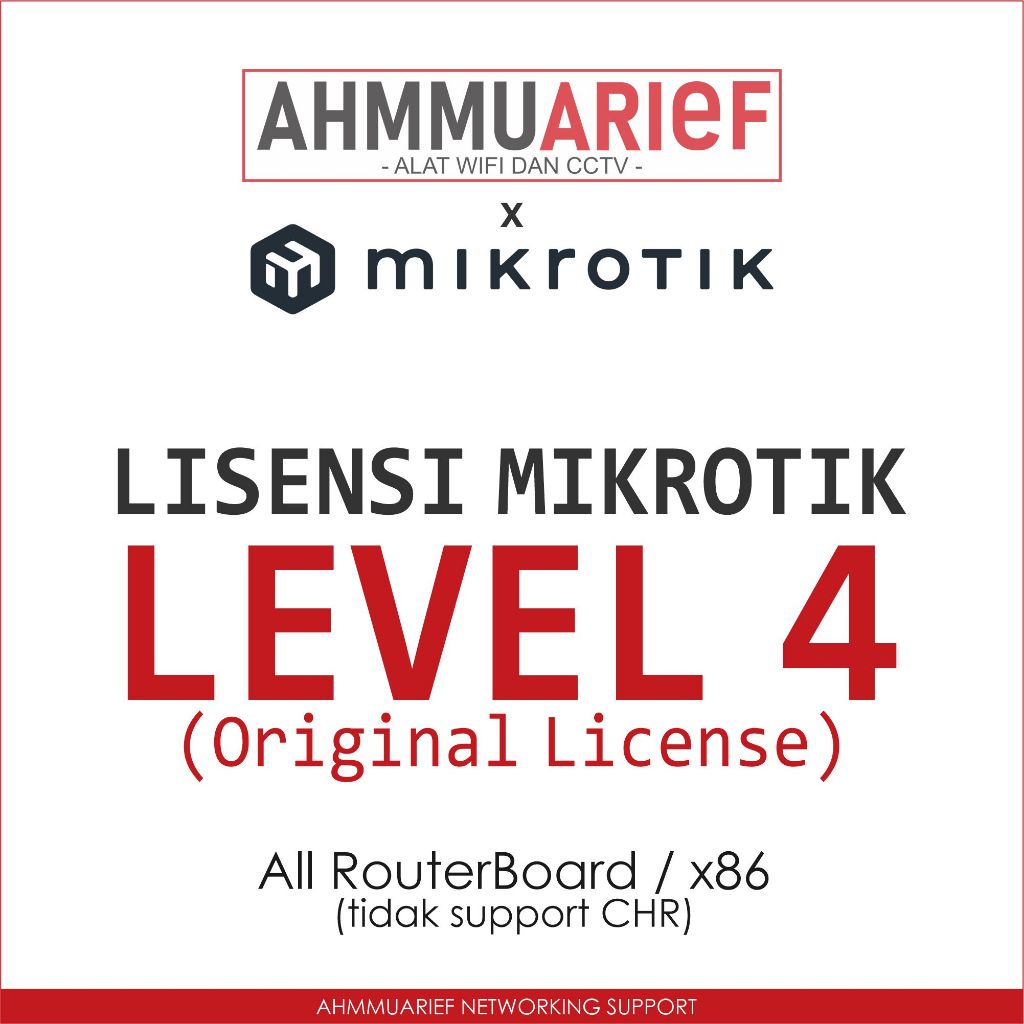 Jual LISENSI LICENSE MIKROTIK LEVEL 4 L4 ROUTEROS X86 | Shopee Indonesia