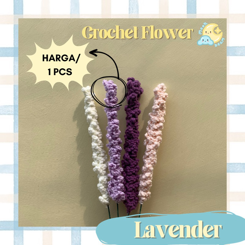 Jual LAVENDER Bunga Rajut / Flower Crochet (HARGA 1 PCS) | Shopee Indonesia