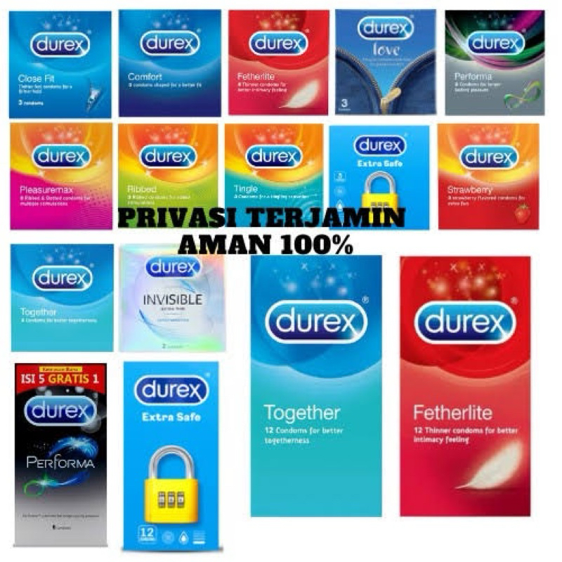 Jual KONDOM DUREX ALL VARIAN 3 PCS & 12 PCS (PRIVASI AMAN) Mutual Pleasure, LOVE, EXTRA SAFE ...