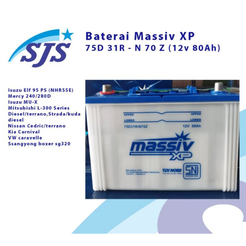 Jual Aki Massive XP n70z 12v 80ah basah 75D31R | Shopee Indonesia