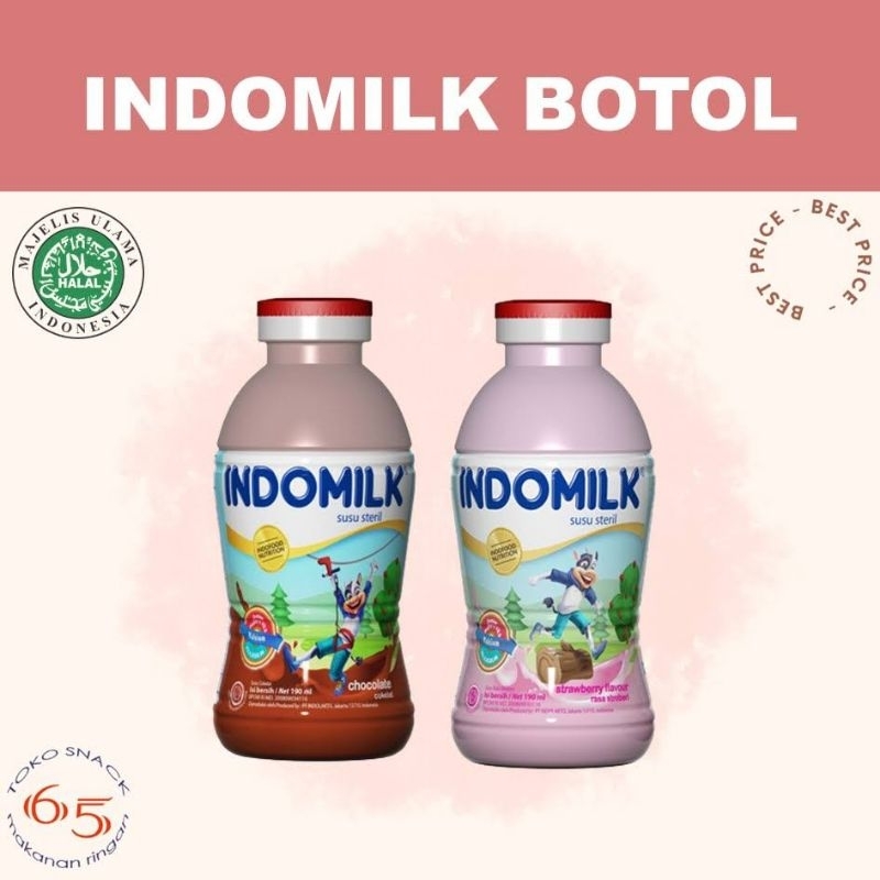 Jual susu uht indomilk botol 190ml / susu indomilk kids botol | Shopee Indonesia