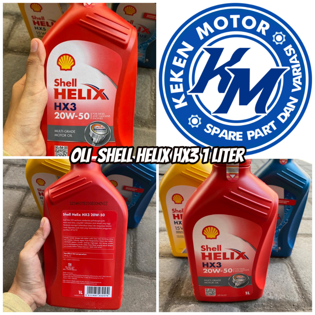 Jual OLI SHELL HELIX HX3 20W-50 1 LITER HX5 || OLI MOTOR DAN MOBIL ...