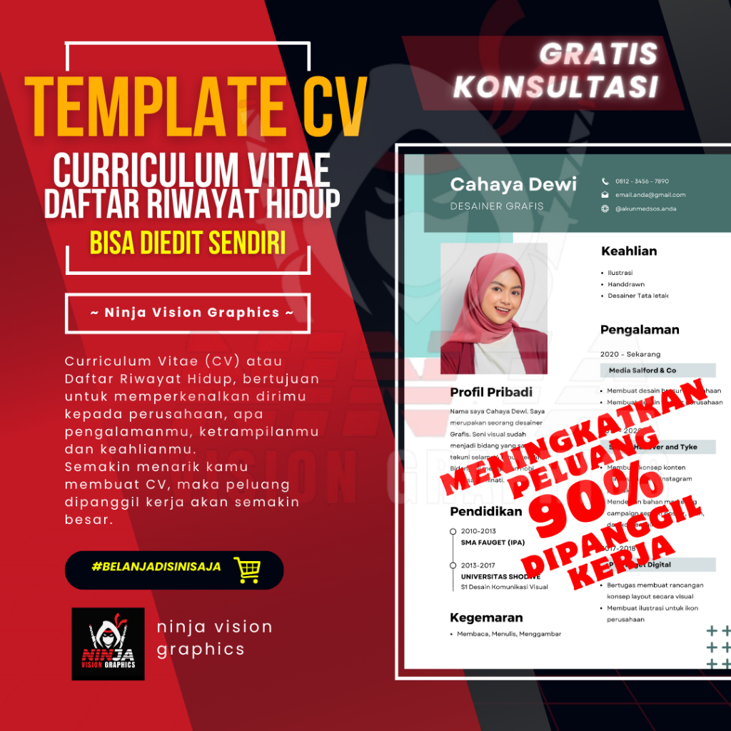 Jual Template Profesional CV / Curriculum Vitae / Daftar Riwayat Hidup, dapat diedit sendiri ...
