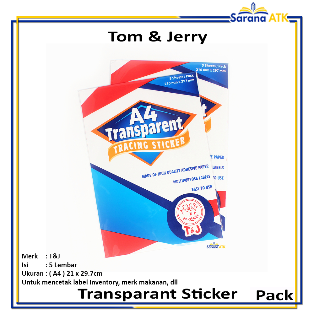 Jual Tom & Jerry - Label Sticker Tracing / Transparent Ukuran A4 - Pack ...