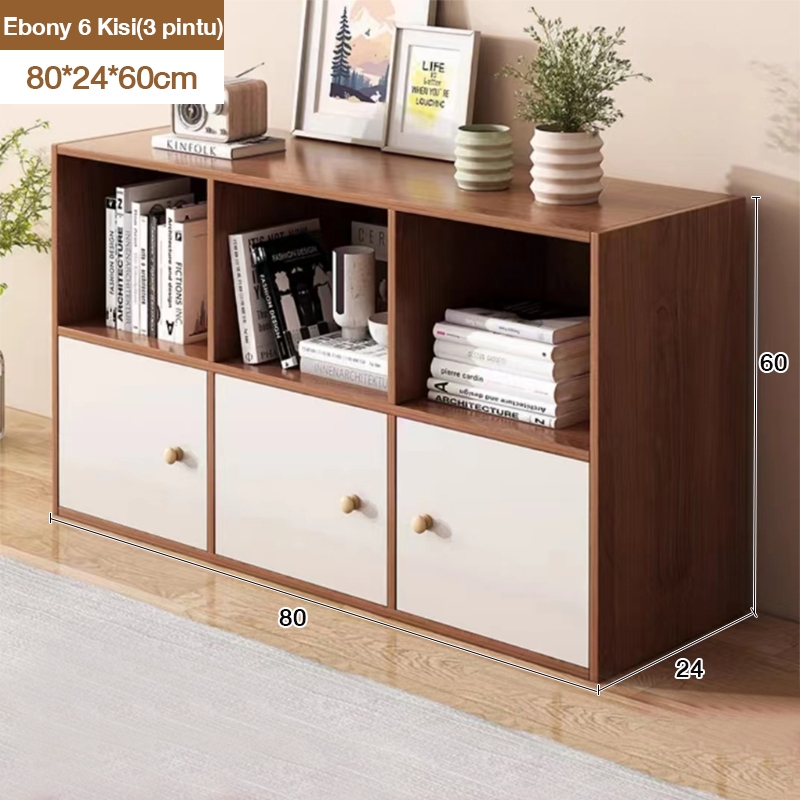 Jual Lemari Buku Kayu Dengan Pintu 8 Kompartment Lemari Rak buku ...