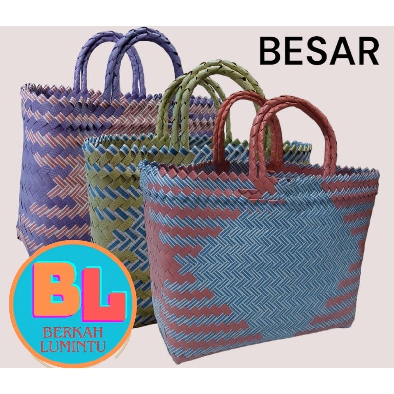 Jual Tas Anyam Plastik Lurik/ Ukuran Besar ( L ) / Tas Belanja / Tas ...