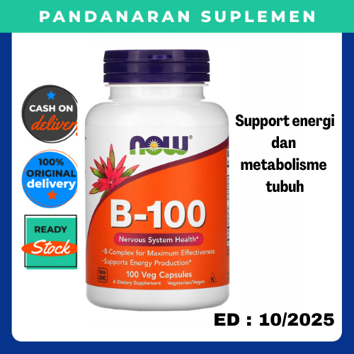 Jual Vitamin Suplemen B-100 B Complex B Komplek Now 100 Vcaps | Shopee ...