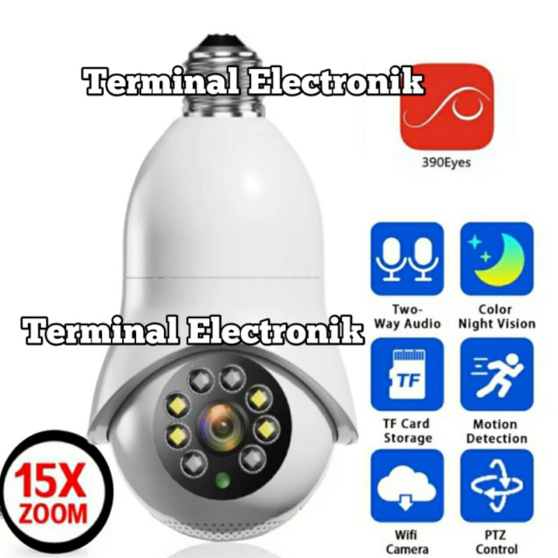 Jual CCTV Lampu App Terbaru 390Eyes Camera CCTV Wifi HD 360 PTZ ...