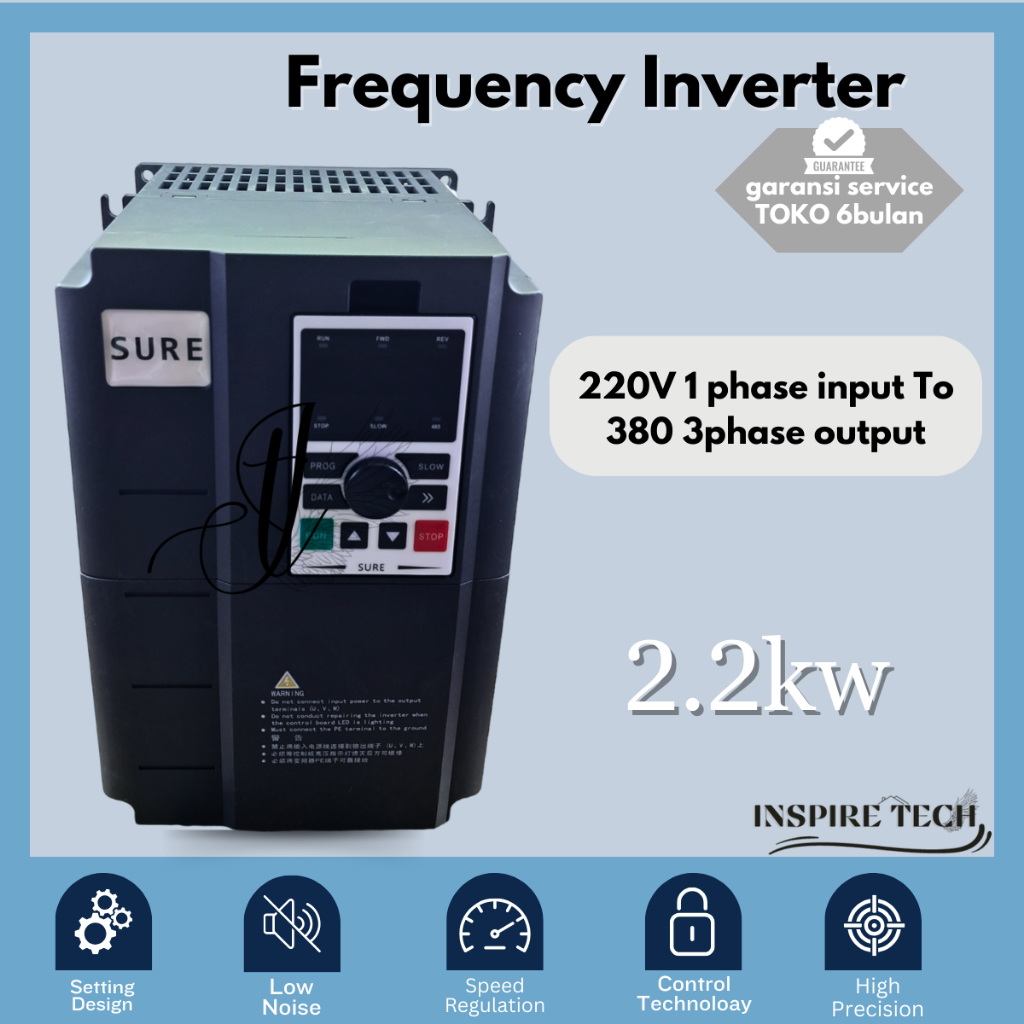 Jual Speed Controller Variabel SURE INVERTER Inverter 2.2KW 220v 1 phase input To 380v 3phase ...
