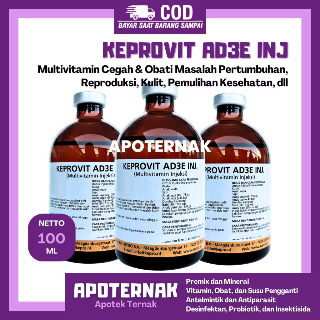 Jual KEPROVIT AD3E 100 ml Konsentrasi Tinggi - Vitamin ADE A D3 E Konsentrasi Tinggi Mirip Vitol ...