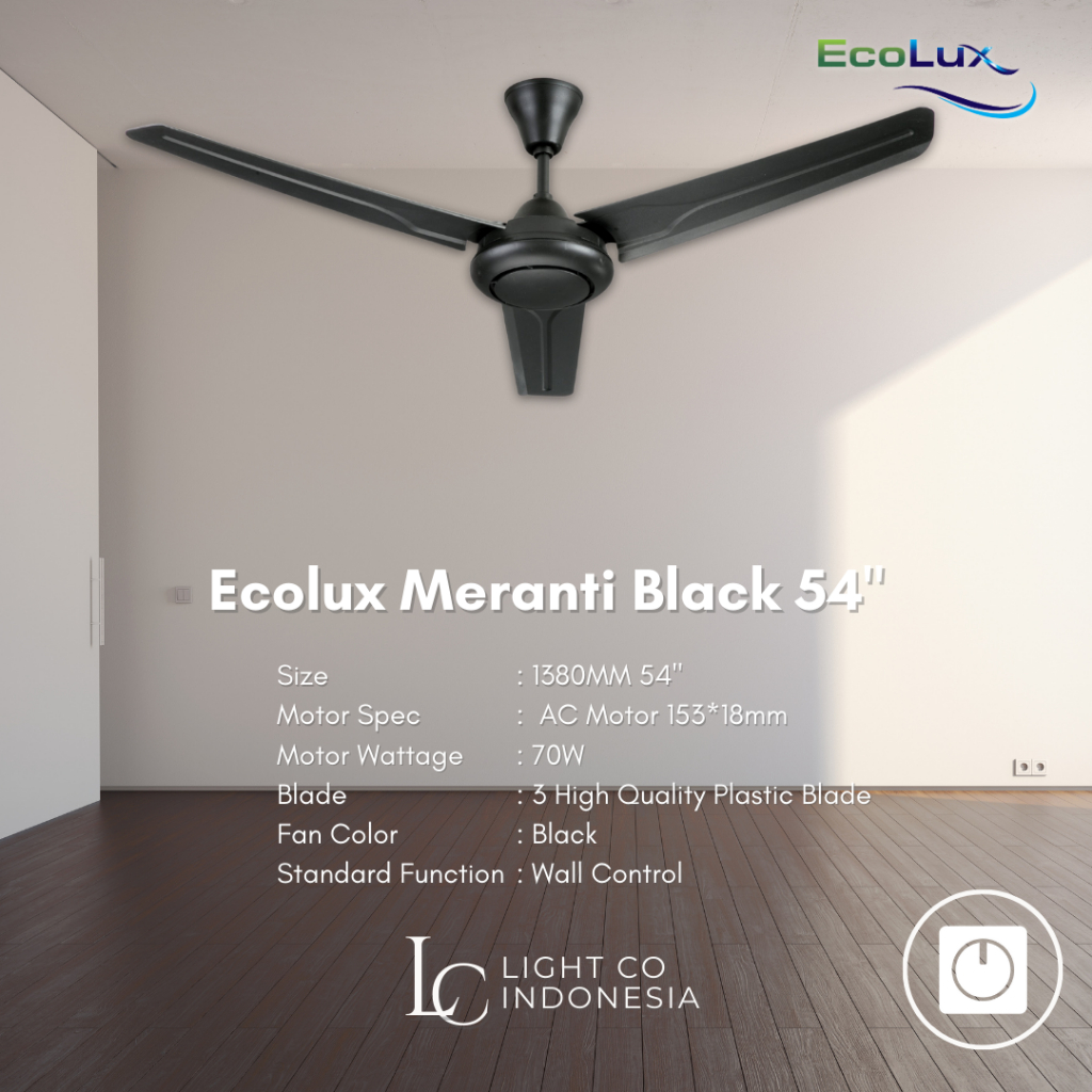 Jual [ LIGHTCO INDONESIA ] CEILING FAN ECOLUX ECO-116 MERANTI BLACK ...