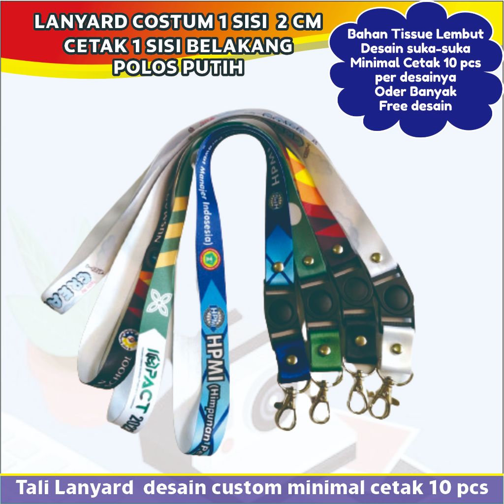 Jual TALI LANYARD CUSTOM PRINTING 2 CM 1 SISI/CETAK LANYARD PRINTING 1 ...