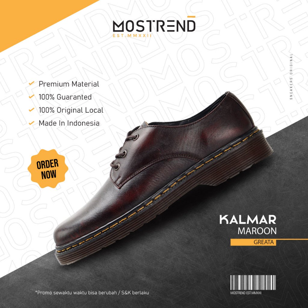 Jual Mostrend x Greata Kalmar Maroon Sepatu Docmart Pria Kulit Sapi ...