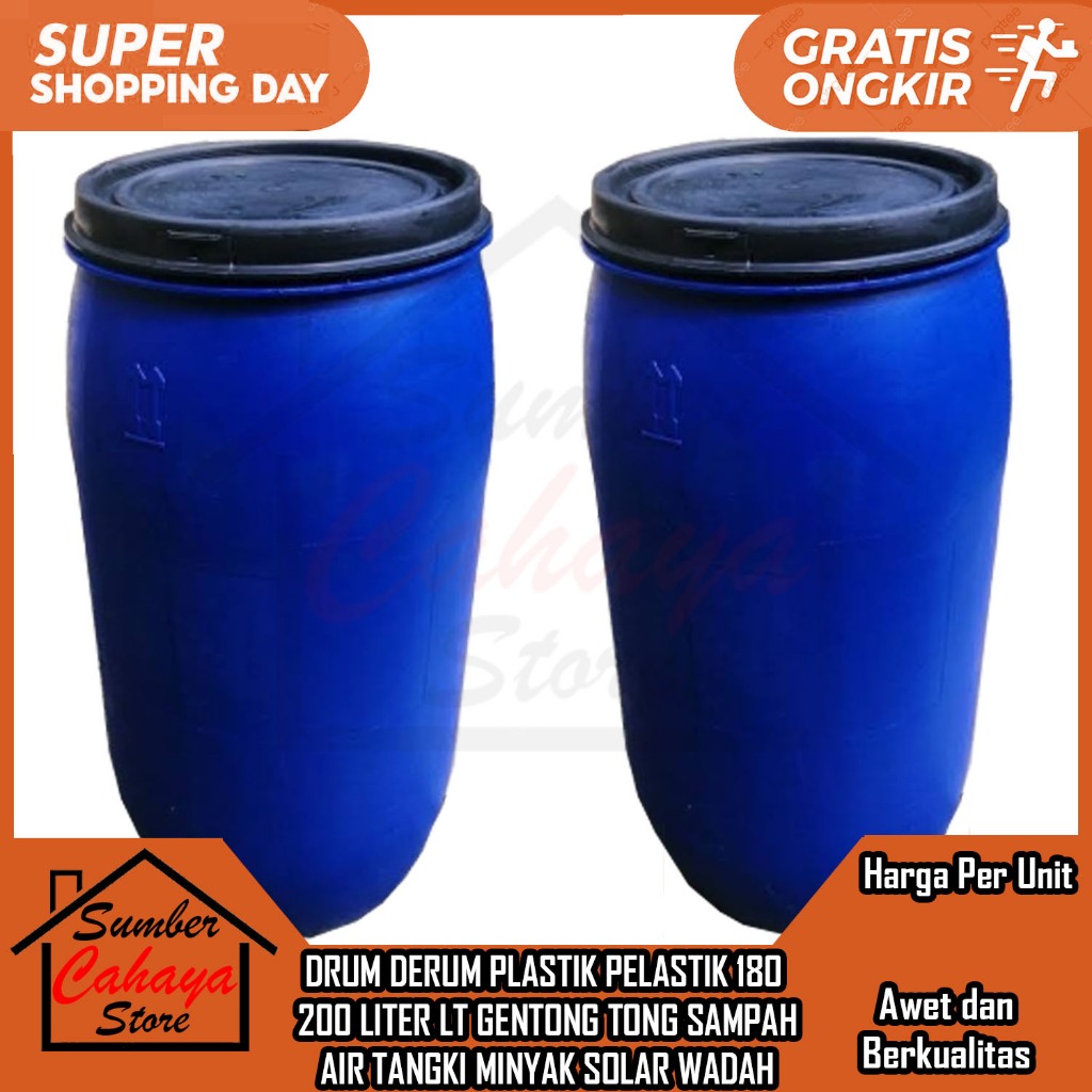 Jual [Instant] DRUM PLASTIK 180 LITER DERUM PELASTIK 200 LT GENTONG ...