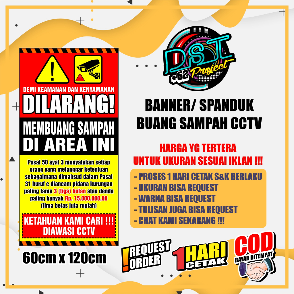 Jual BANNER / SPANDUK BUANG SAMPAH TEMA FORMAL CCTV (BERDIRI) 60CM X ...