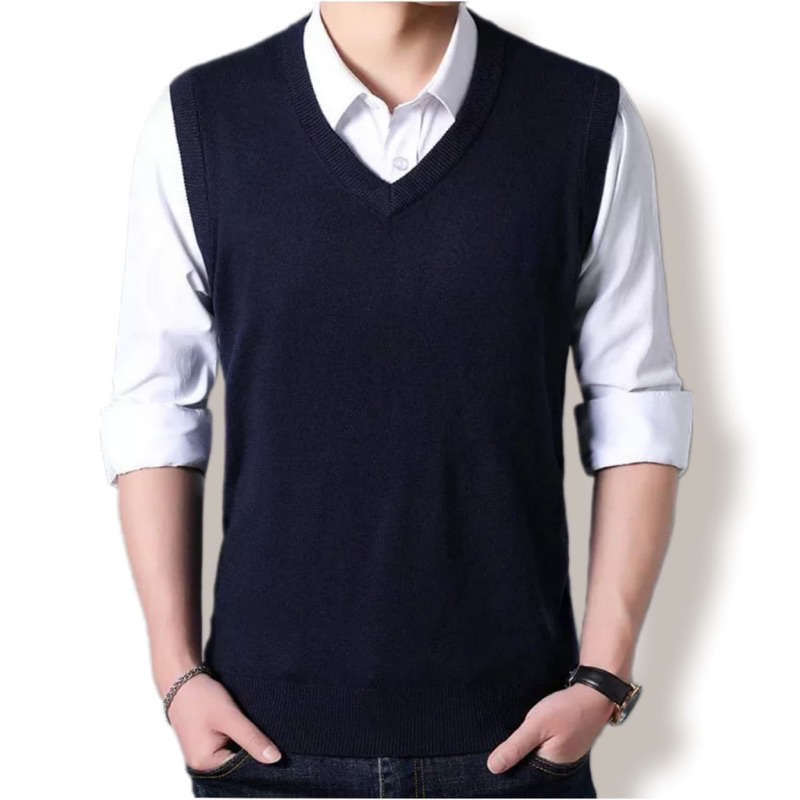 Jual One - Rompi Pria Rajut Korea Vneck Knit Vest / Vest Rompi Rajut ...
