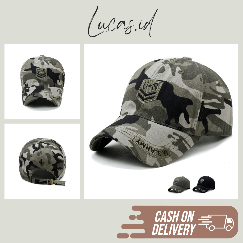 Jual Topi Gaya Tentara Cap Motif U.S ARMY (TOP096) | Shopee Indonesia