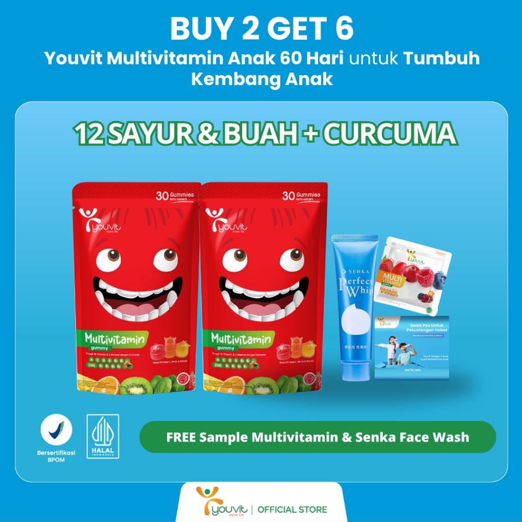 Jual [3-23 JAN] Youvit Multivitamin Anak 60 Hari dengan Vitamin C, D ...