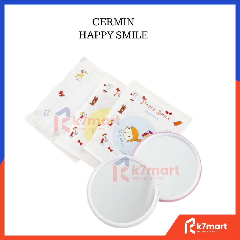 Jual K7MART CERMIN MINI HAPPY SMILE BULAT / CERMIN KACA RIAS MAKE UP ...