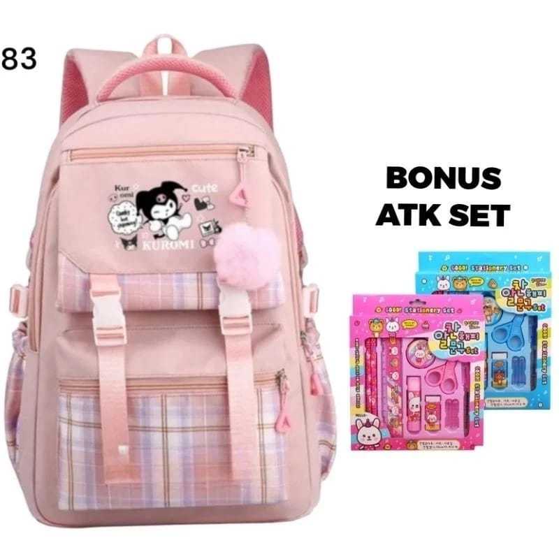 Jual Tas Ransel Anak Perempuan SD-SMP-SMA Motif Kuromi Korean 5in1 | Shopee Indonesia