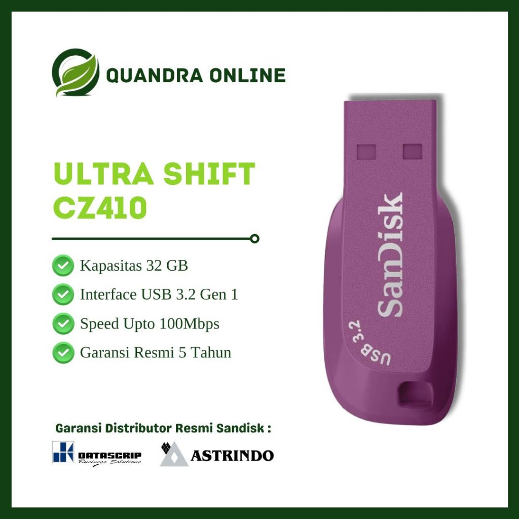 Jual SanDisk Ultra Shift 32GB USB 3.2 Gen1 100MB/s Flashdisk CZ410 ...
