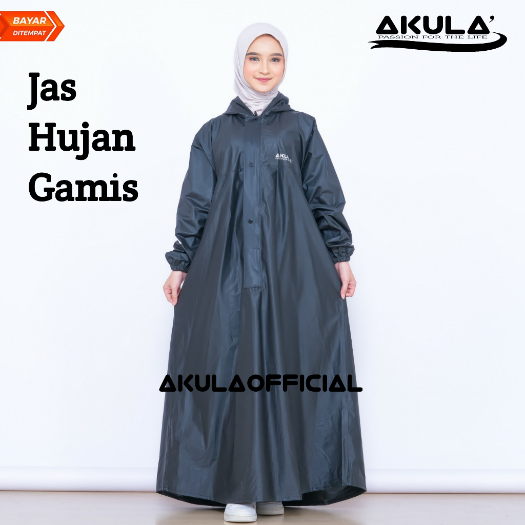 Jual AKULA GAMIS JAS HUJAN, RAINCOAT Wanita Terbaik By AKULA Anti Rembes HITAM | Shopee Indonesia