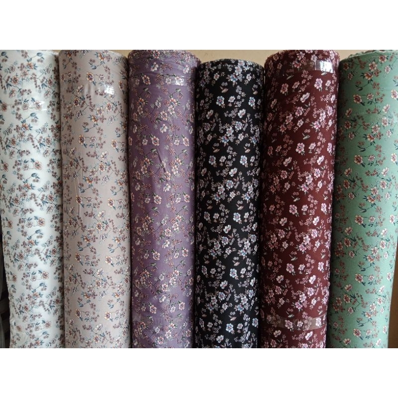 Jual kain katun rayon premium import motif//kain rayon bunga kecil ...