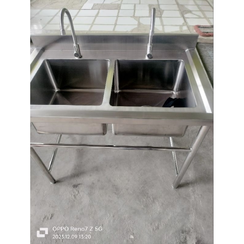 Jual table doubel sink/Tempat Cuci Piring Double Sink restoran | Shopee ...