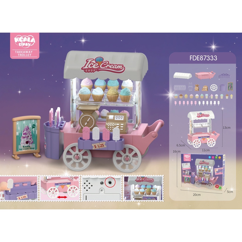 Jual Koala Diary Ice Cream Bakery Trolley Gerobak Troli Koala Dollhouse ...